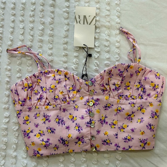 Zara | Tops | Zara Flower Corset Top | Poshmark